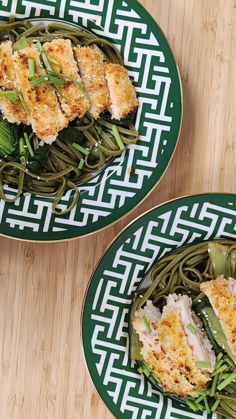 Air Fryer Chicken Katsu with Spicy Soba Noodles: so good! - ya hungry?