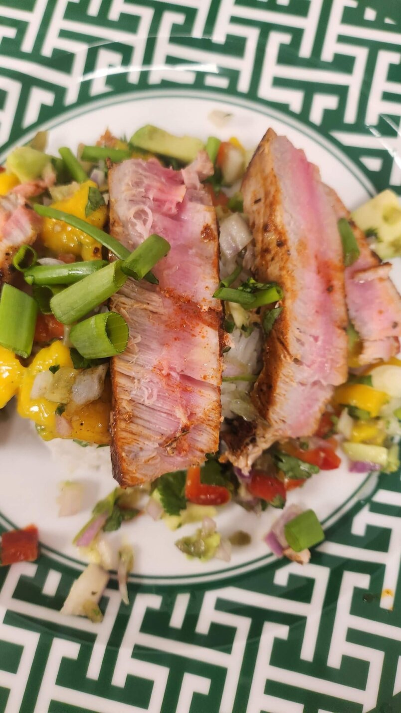 Blackened Tuna with Mango Salsa for Tropical Flavor - ya hungry?